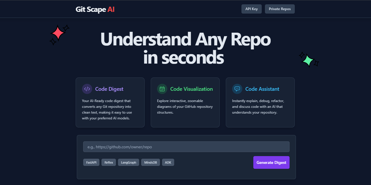 Git Scape AI - Understand any GitHub repository in seconds